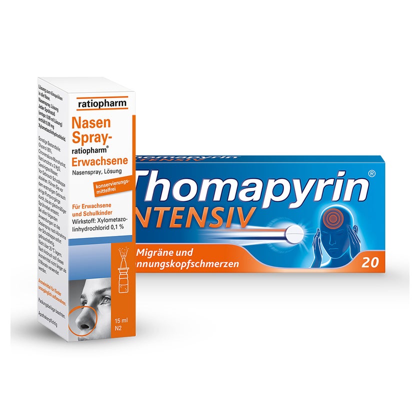 Thomapyrin INTENSIV + Nasensp ratio Erw 1 Set online kaufen | DocMorris