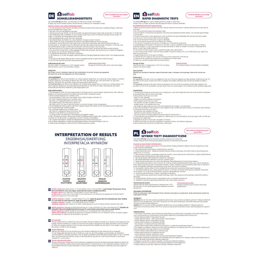selflab Schnelltest Magen-Darm-Erkrankungen bei Hunden - Parvovirus ...