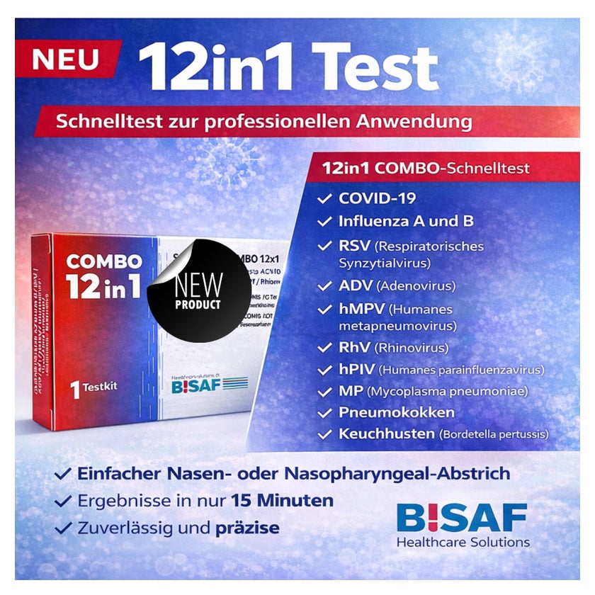 BISAF 12in1 Test COVID‑19, Influenza, RSV, ADV, hMPV, RhV, hPIV, MP, LP ...
