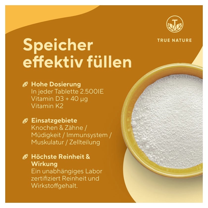 Vitamin D3 K2 hochdosiert - D3 2500 IE - Made in Germany 730 St online ...