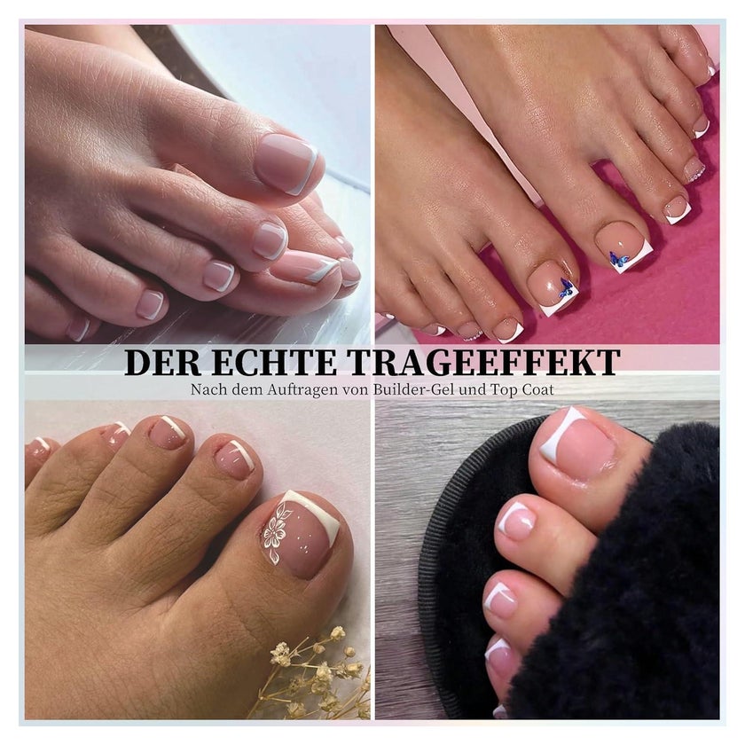 Falsche Fußnägel 120 Stück Kit Französisch Aufkleben Pink Fr 1 St ...