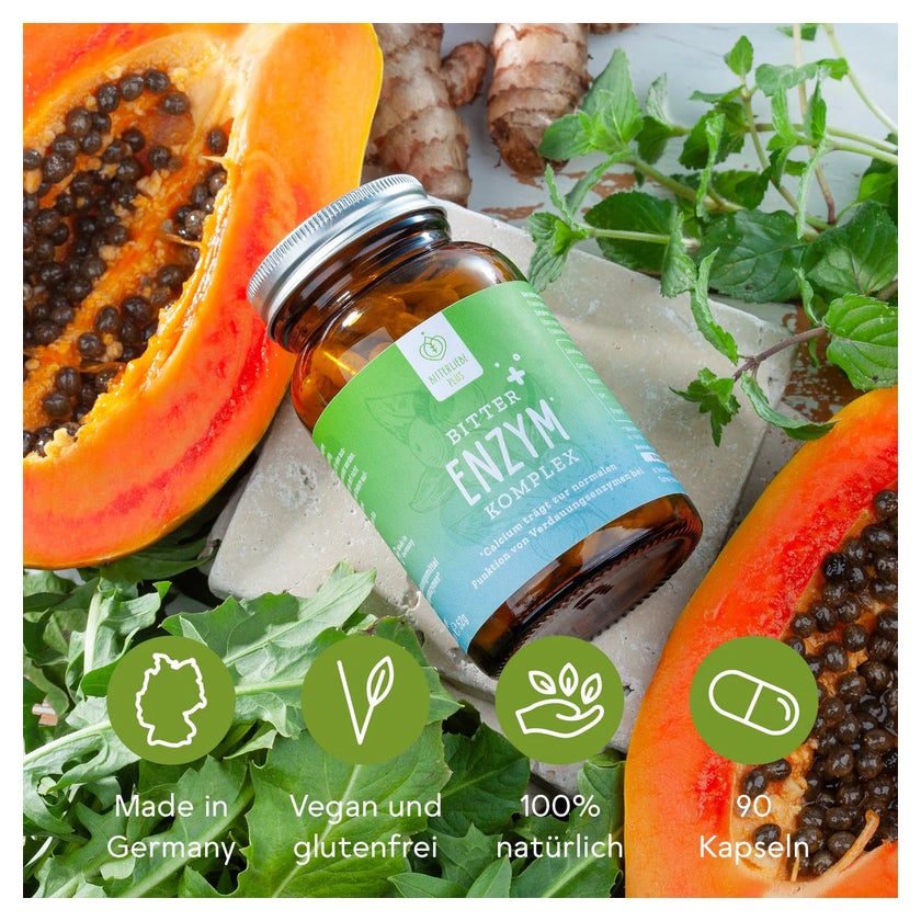 BitterLiebe Bitter Enzym* Komplex Kapseln mit 5 Verdauungsenzymen - gegen Blähungen - mit Papain ...