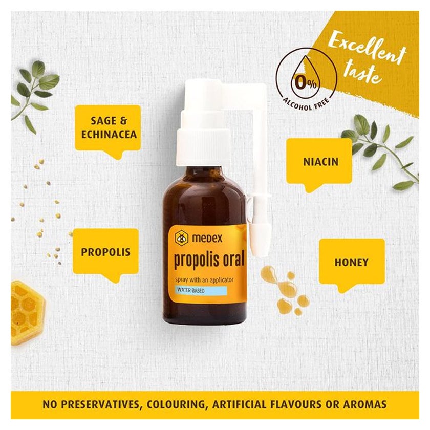 Medex Propolis Oral, Mund- und Rachenspray, wasserbasiert, OHNE Alkohol ...