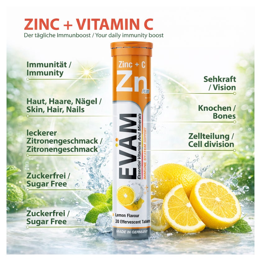 Zink + Vitamin C 400mg Brausetabletten Immunsystem 5er Pack 100 St ...