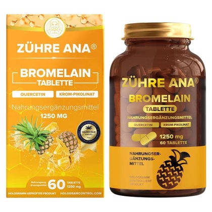 Zühre Ana Bromelain Kapseln 1250 mg 60 Kapseln mit Ananas-extrakt 75 g ...