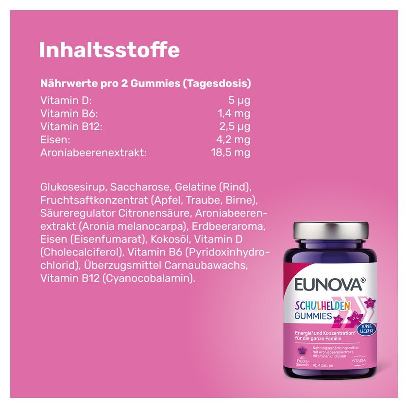EUNOVA Schulhelden Gummies mit Eisen und Erdbeergeschmack 60 St online ...
