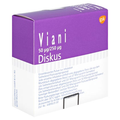 VIANI 50 µg/250 µg Diskus Einzeldos.Inhalat.-Plv. 60 Sp mit E-Rezept ...