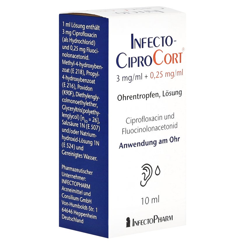 INFECTOCIPROCORT 3 mg/ml + 0,25 mg/ml Ohrentropfen 10 ml mit E-Rezept ...