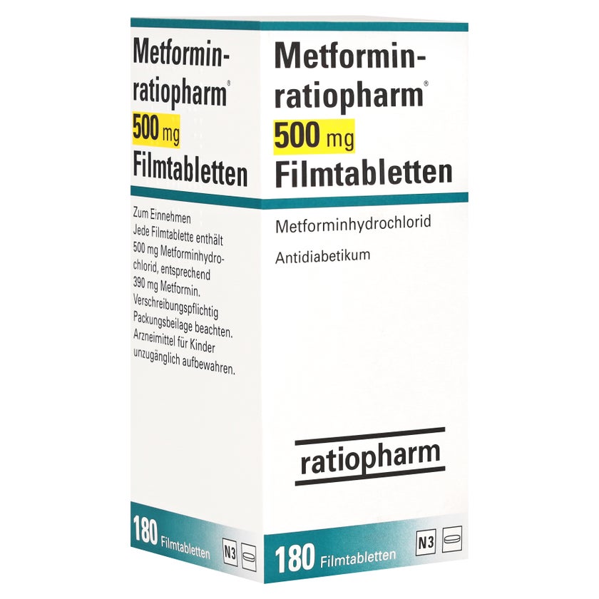 METFORMIN-ratiopharm 500 mg Filmtabletten 180 St mit E-Rezept kaufen ...