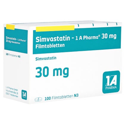 SIMVASTATIN-1A Pharma 30 mg Filmtabletten 100 St mit E-Rezept kaufen ...