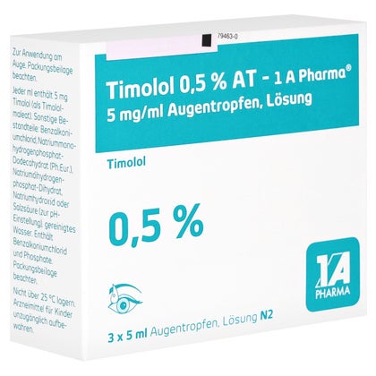 Timolol 0,5% At-1a Pharma Augentropfen 3X5 ml mit E-Rezept kaufen ...