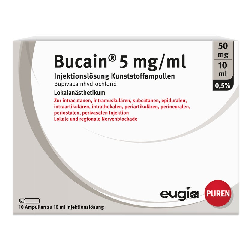 BUCAIN 0,5% 5mg/ml Inj.L.50mg/10ml Luer-Lock Amp. 10X10 ml mit E-Rezept ...