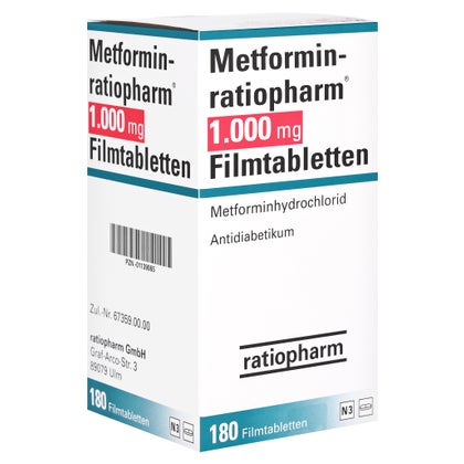 METFORMIN-ratiopharm 1.000 mg Filmtabletten 180 St mit E-Rezept kaufen ...