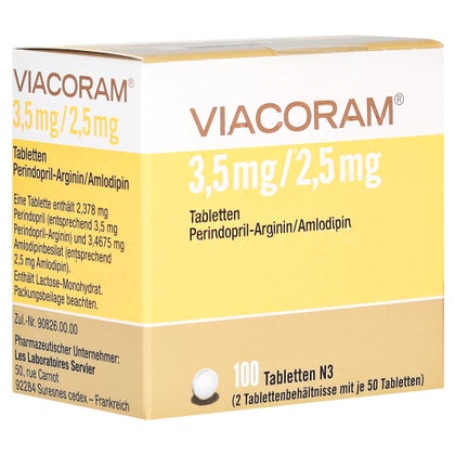 Viacoram 3,5 Mg/2,5 mg Tabletten 100 St mit E-Rezept kaufen | DocMorris