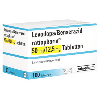 LEVODOPA/Benserazid-ratiopharm 50 mg/12,5 mg Tabl. 100 St mit E-Rezept ...