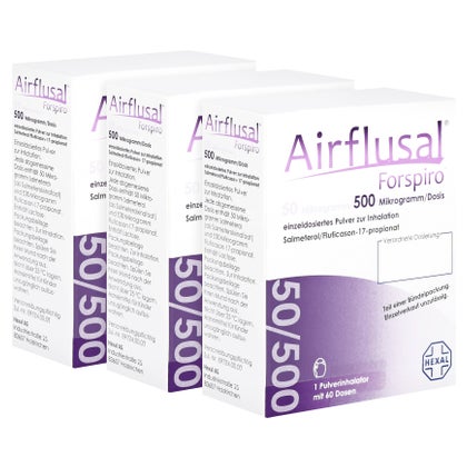 AIRFLUSAL Forspiro 50/500 µg/Dosis 60 Hub Inh.-P. 180 Sp mit E-Rezept ...