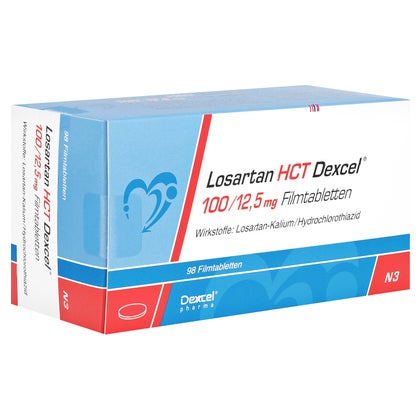 LOSARTAN HCT Dexcel 100/12,5mg Filmtabletten 98 St mit E-Rezept kaufen ...