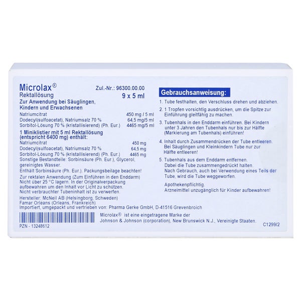 Microlax Rektallösung Klistiere - Reimport 9X5 ml, 9X5 ml online kaufen ...