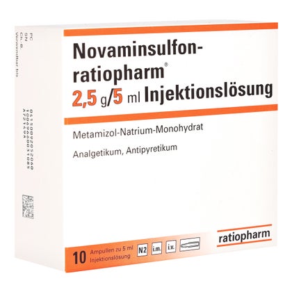 NOVAMINSULFON-ratiopharm 2,5 g/5 ml Inj.-Lsg.Amp. 10 St mit E-Rezept ...
