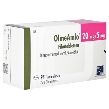 Olmeamlo 20 mg/5 mg Filmtabletten 98 St mit E-Rezept kaufen | DocMorris
