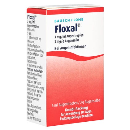FLOXAL 3 mg/ml Augentropfen + 3 mg/g Augenslb.Kpg. 1 St mit E-Rezept ...