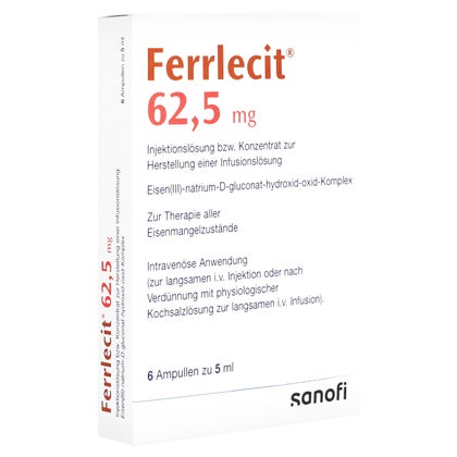 Ferrlecit 62,5 mg Inj.Lsg.bzw.Konz.Her.I 6X5 ml mit E-Rezept kaufen ...