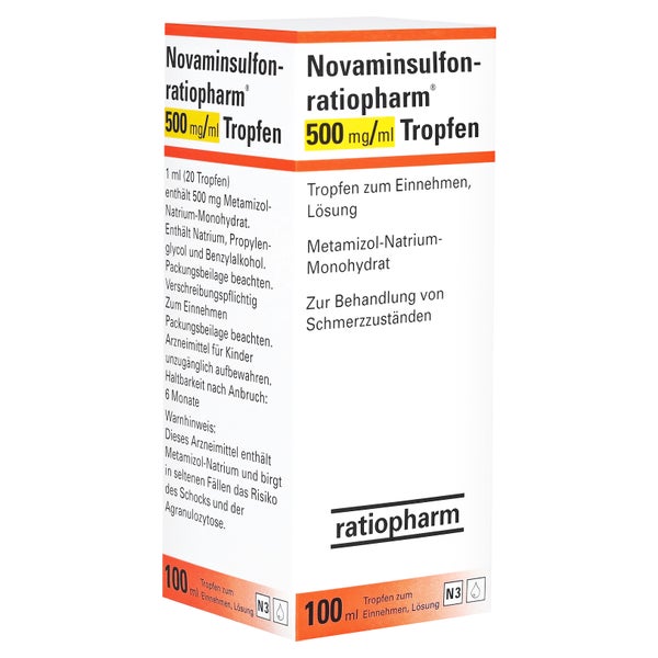 NOVAMINSULFON-ratiopharm 500 mg/ml Tropfen z.Einn. 100 ml, 100 ml ...