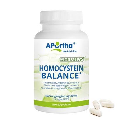 APOrtha® Homocystein Balance mit Vitamin B12, B6, Folsäure (5-MTHF ...