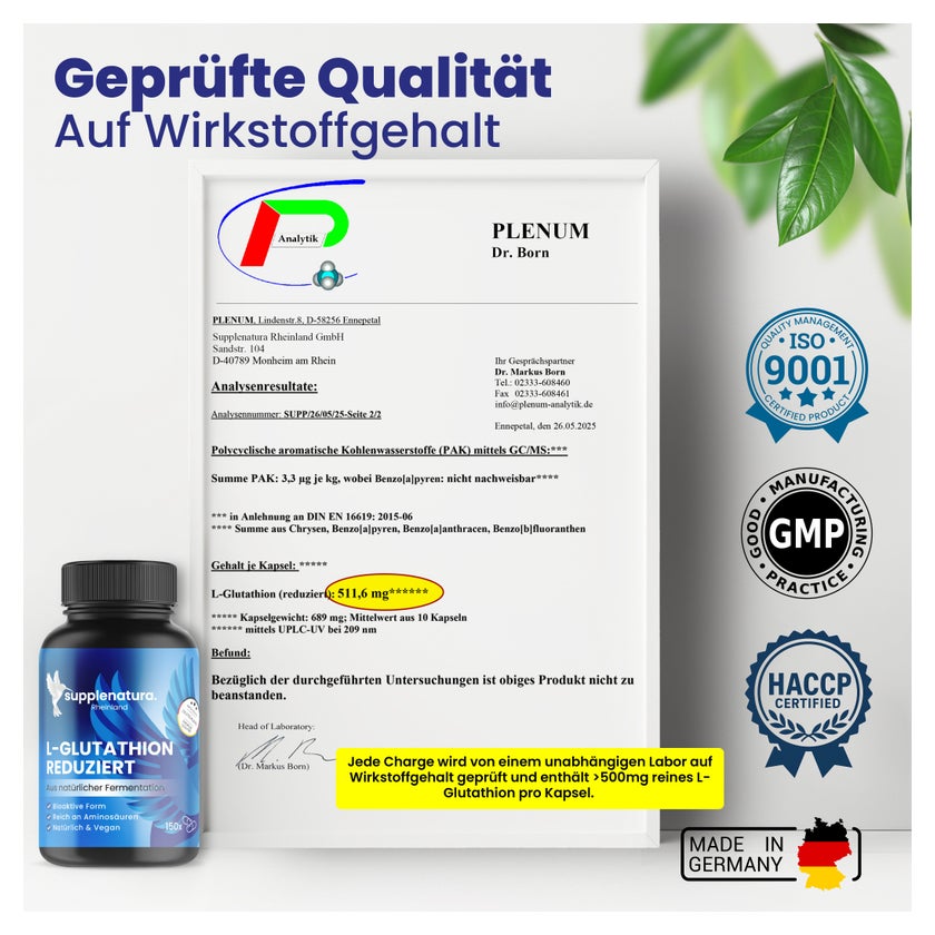 supplenatura® L-Glutathion Kapseln - 500mg - reduzierte Form 600 St ...