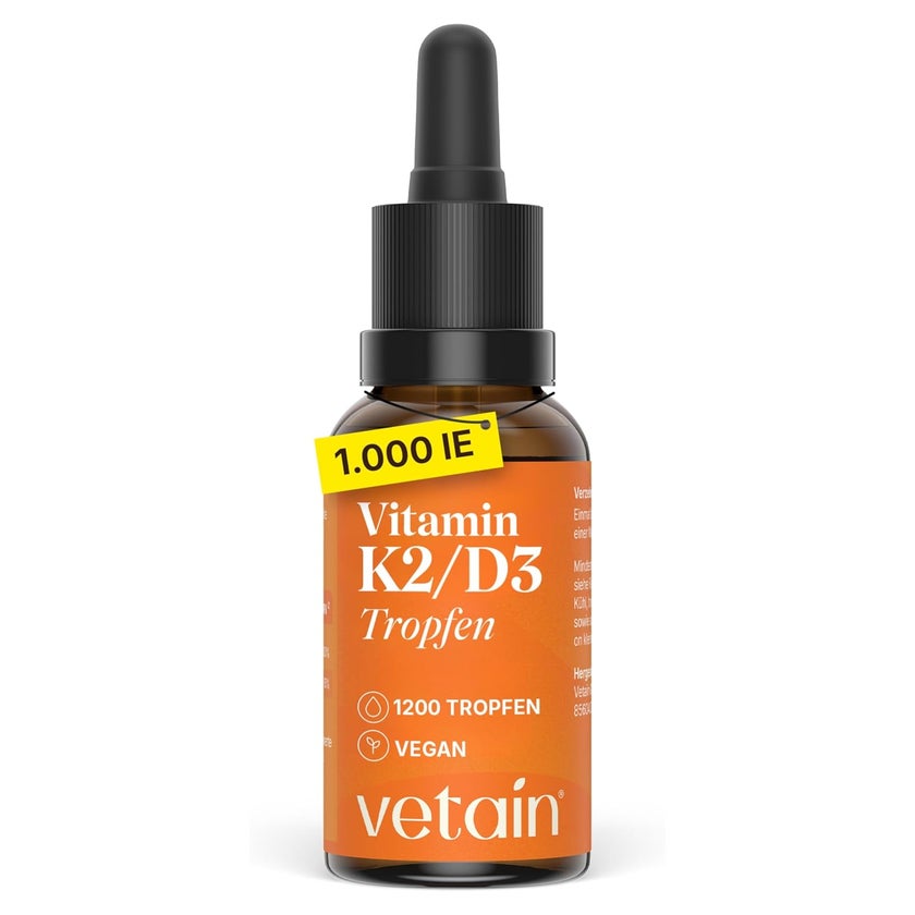 VETAIN Vitamin D3 K2 Tropfen - in MCT Öl - hochdosiert 1200 St online ...
