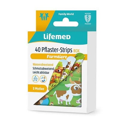 Lifemed Pflaster-Strips Box 6 cm x 1,7 cm farbig "Farmtiere", 1 Pack 40 ...