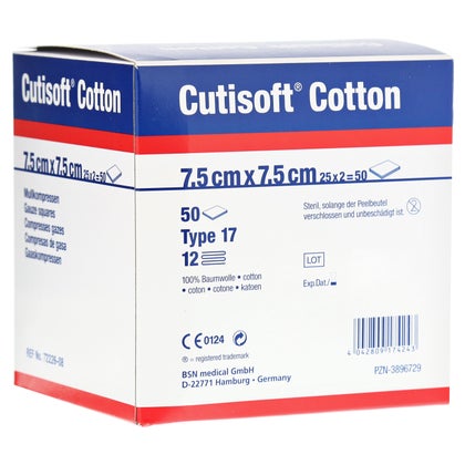 Cutisoft Cotton Kompressen 7,5 x 7,5 cm steril 25X2 St online kaufen ...