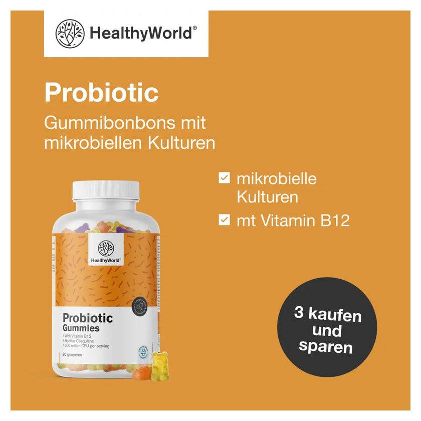 HealthyWorld Probiotic Gummis – Mit Bacillus coagulans & Vitamin B12 90 ...