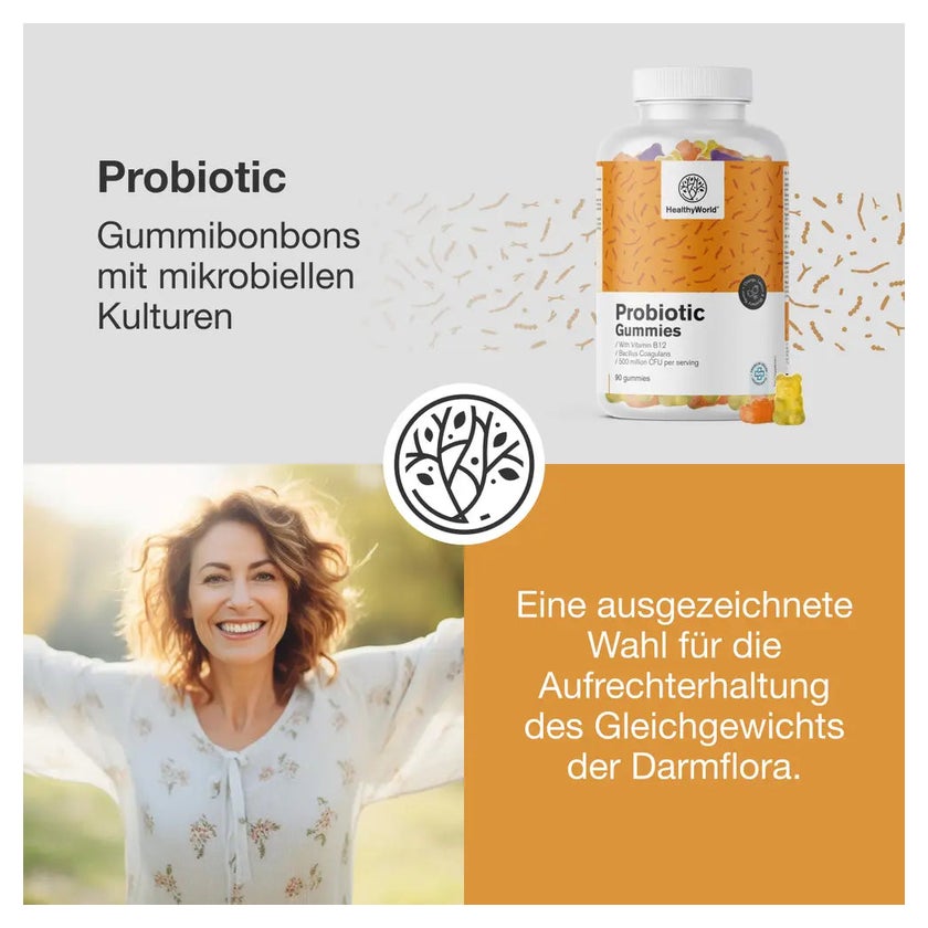 HealthyWorld Probiotic Gummis – Mit Bacillus coagulans & Vitamin B12 90 ...
