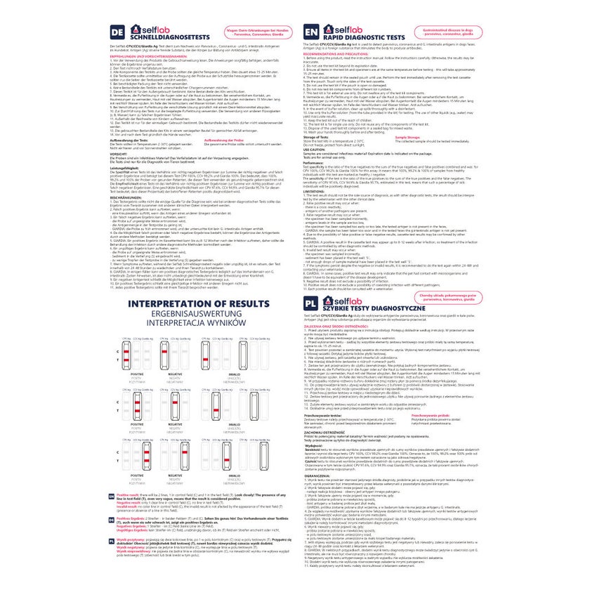 selflab Schnelltest Magen-Darm-Erkrankungen bei Hunden - Parvovirus ...