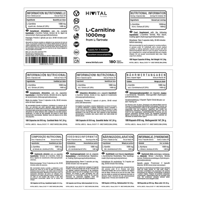 L-Carnitin 1000 mg | 180 vegane Kapseln 180 St online kaufen | DocMorris