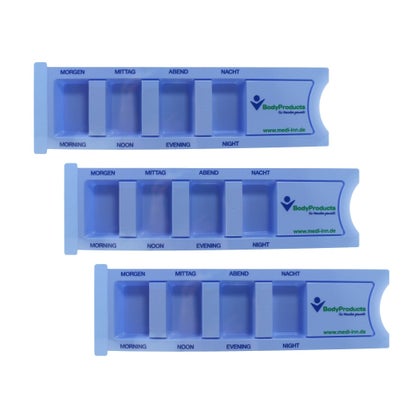 Medi-Inn Medikamentendispenser, für 1 Tag mit 4 Fächern, blau Standard ...
