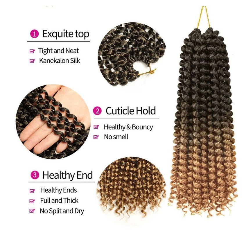 Häkelhaar Crochet Braids Wasserwellen T1B-27# 12inch (7er Pa 1 St ...