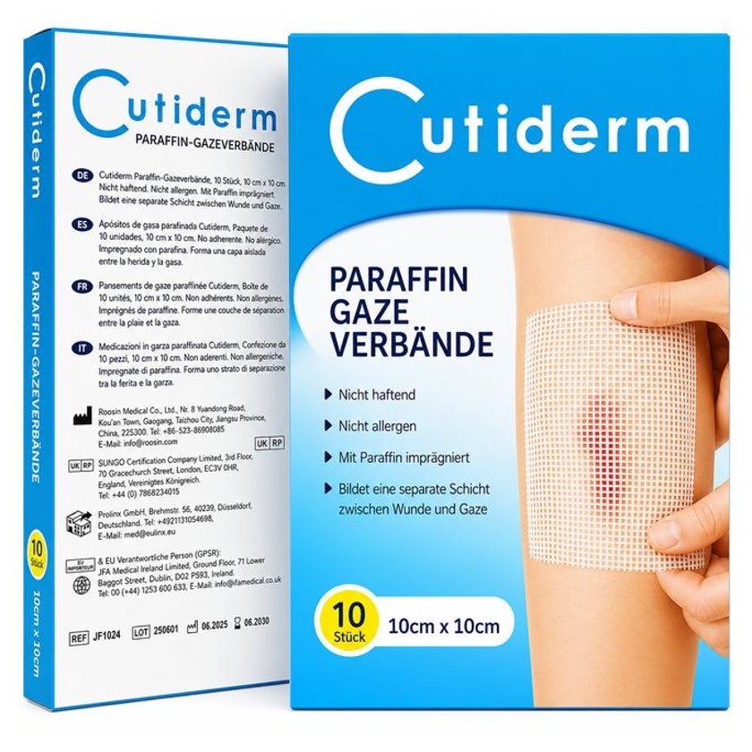 Cutiderm sterile Paraffingaze Kompresse 10 cm x 10 cm 10 St online ...